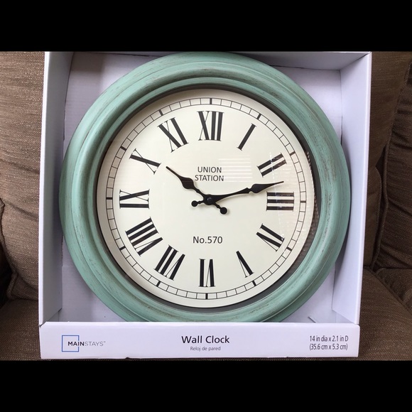 Mainstays | Wall Decor | Mainstays Wall Clock Distressed Sea Green ...